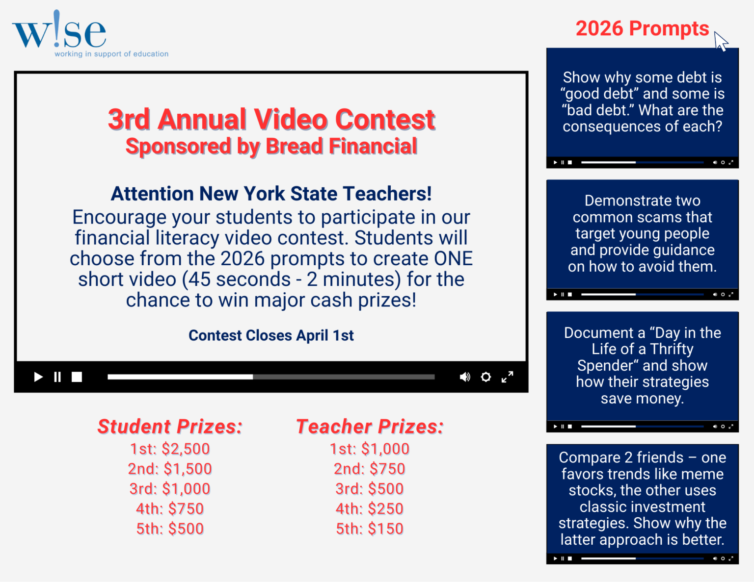 2026 Financial Literacy Video Contest - W!se